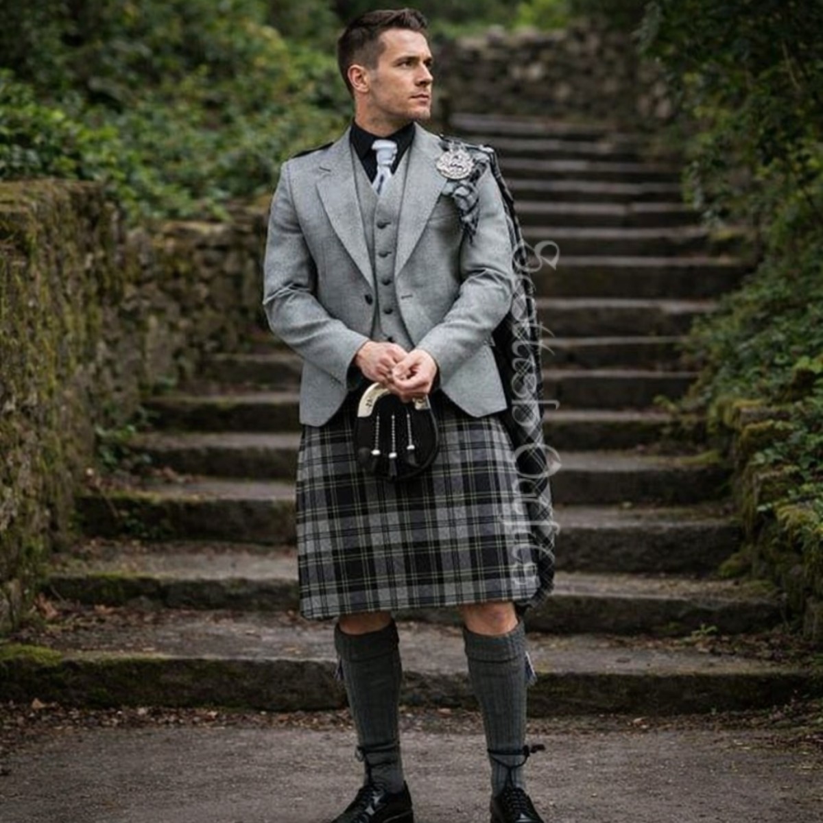 Douglas Grey Tartan Argyll Kilt Outfit | Scottish Day Dress | Scottish ...